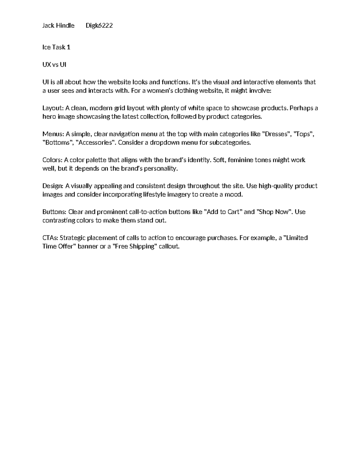 Ice Task 1 - Ice Task 1 - Jack Hindle Digk Ice Task 1 UX vs UI UI is ...