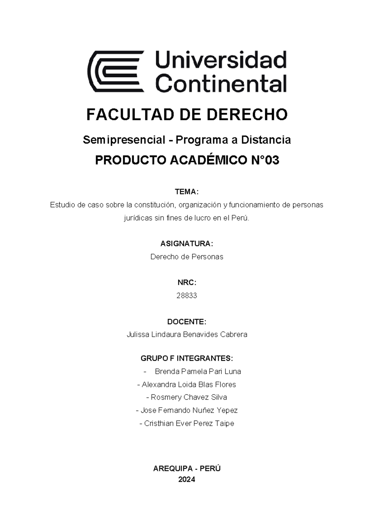 Producto Académico N°03 - Derecho DE Personas - Grupo F - NRC - FACULTAD DE DERECHO ...