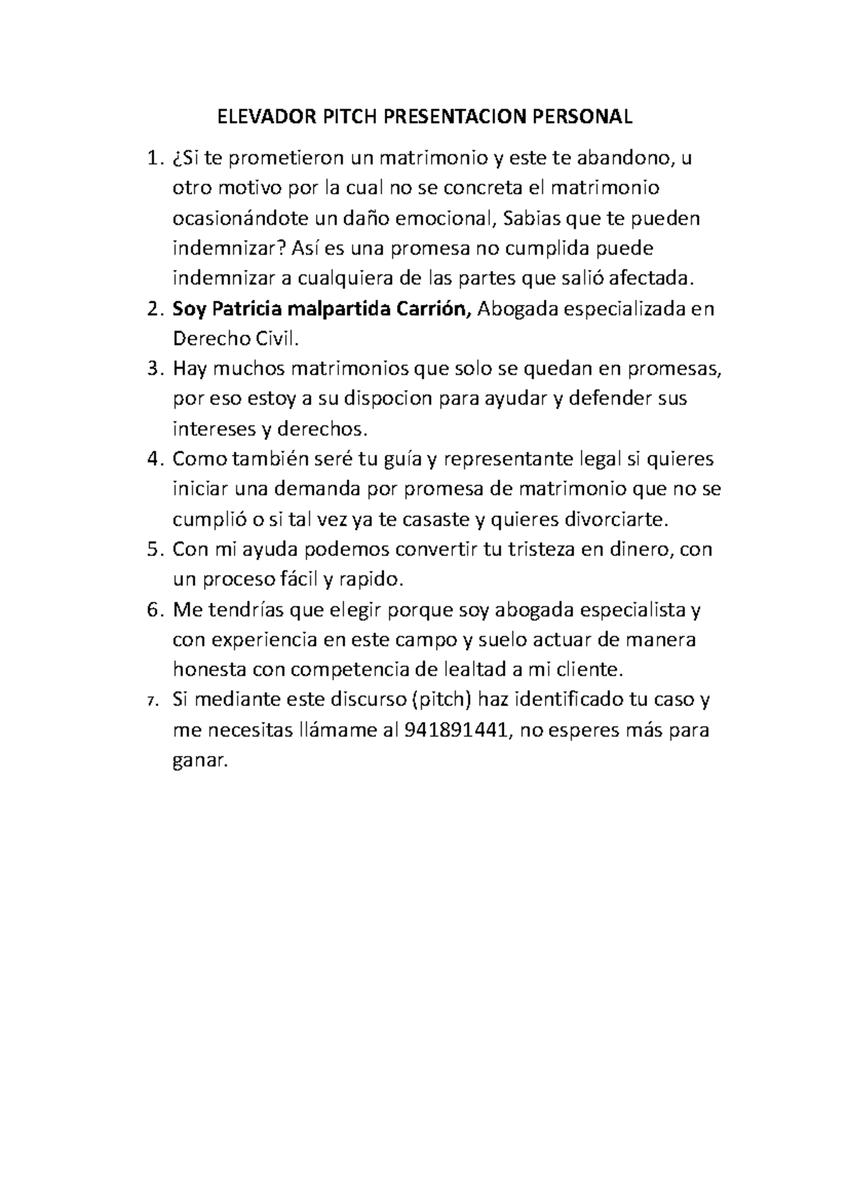 Elevador Pitch Presentacion Personal x2 - ELEVADOR PITCH PRESENTACION ...