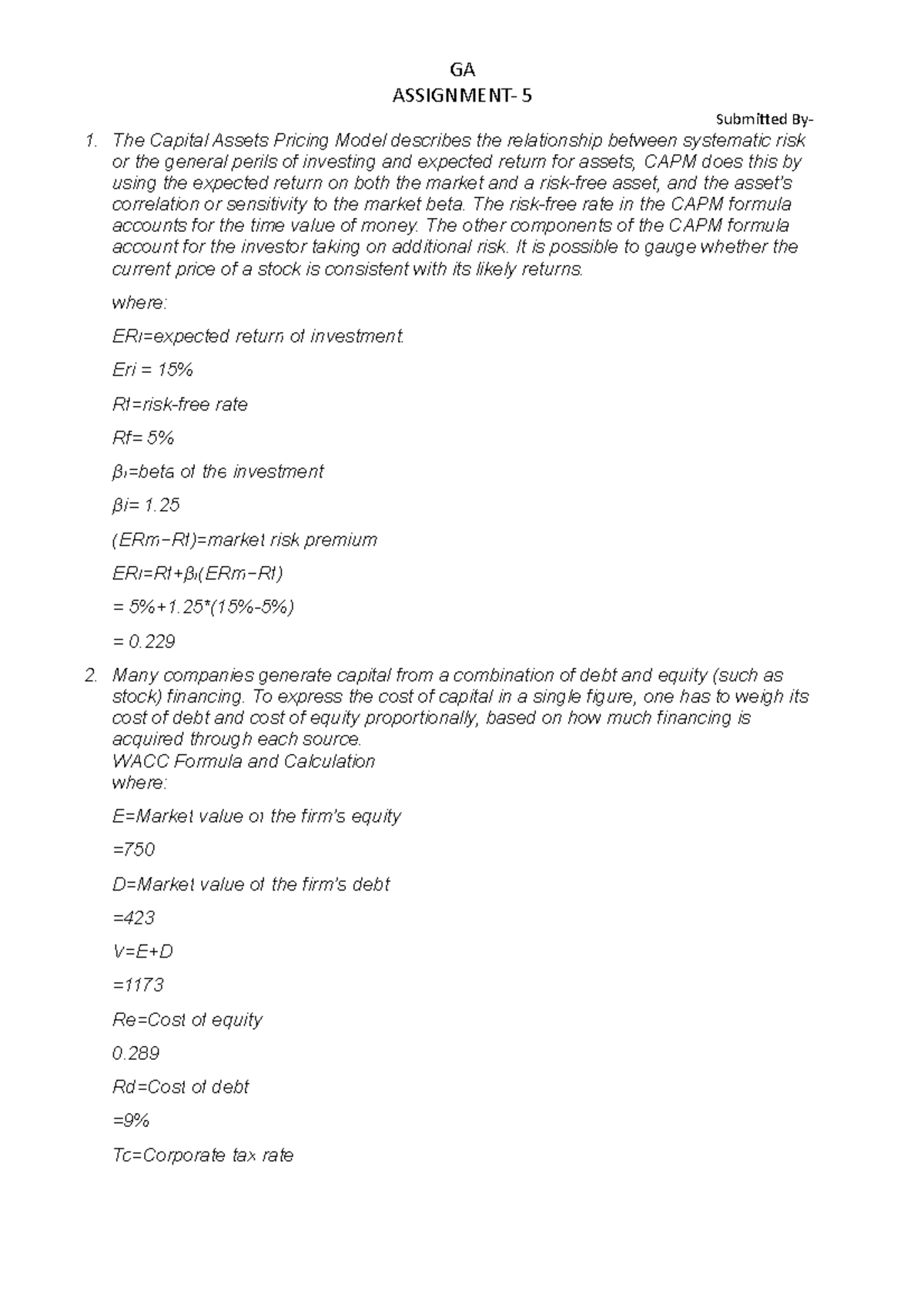 GA Assignment -5 - Important questions and answers - GA ASSIGNMENT- 5 ...