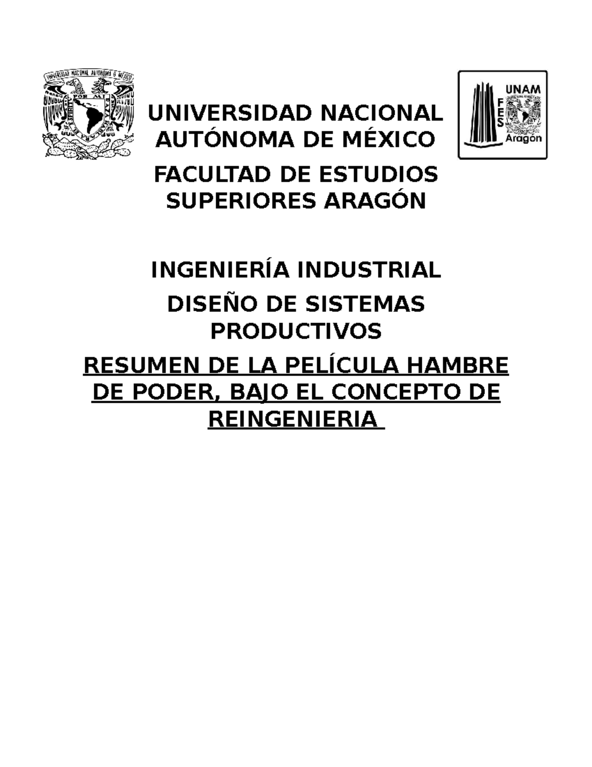 Resumen DE LA Película Hambre DE Poder, BAJO EL Concepto DE ...