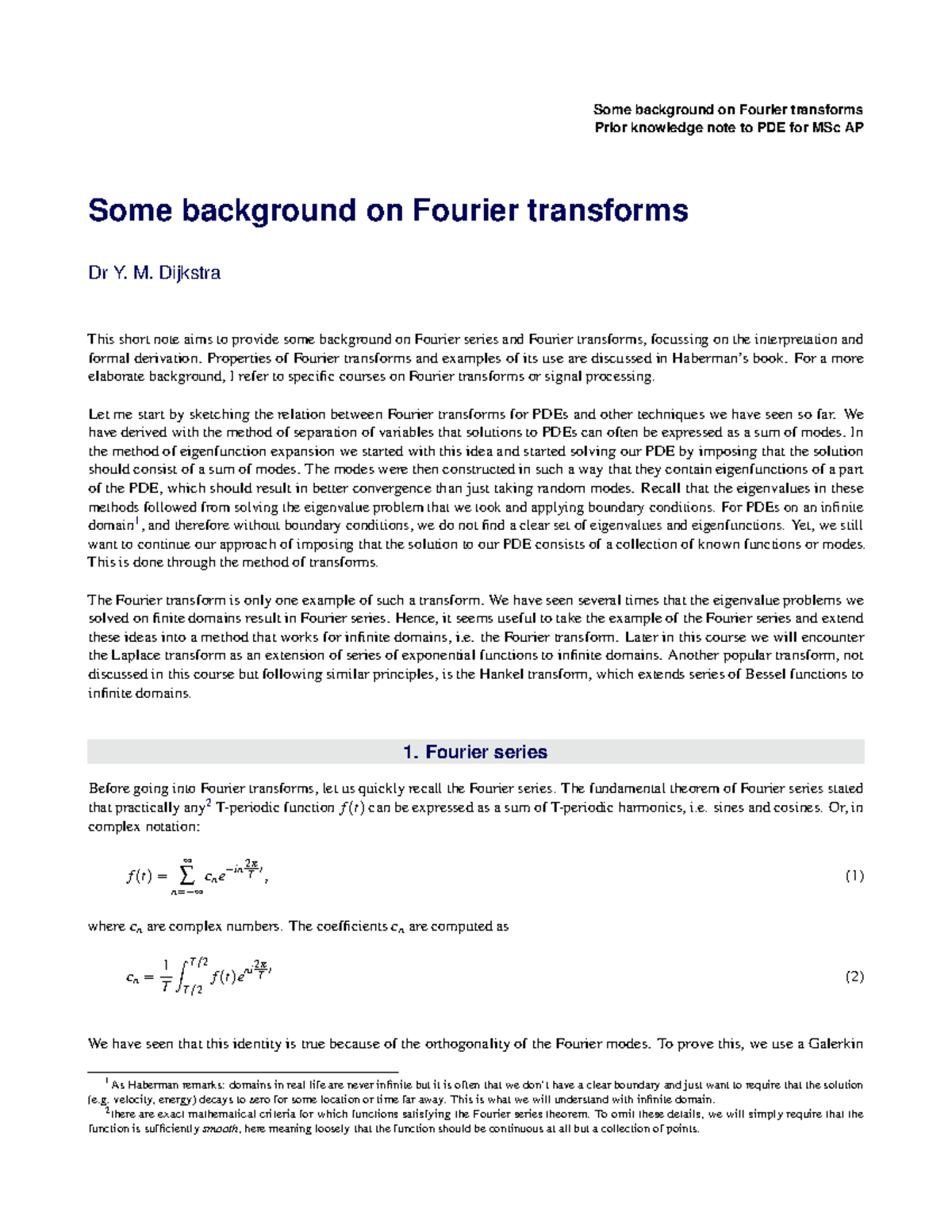Background Fourier transforms - Some background on Fourier transforms ...