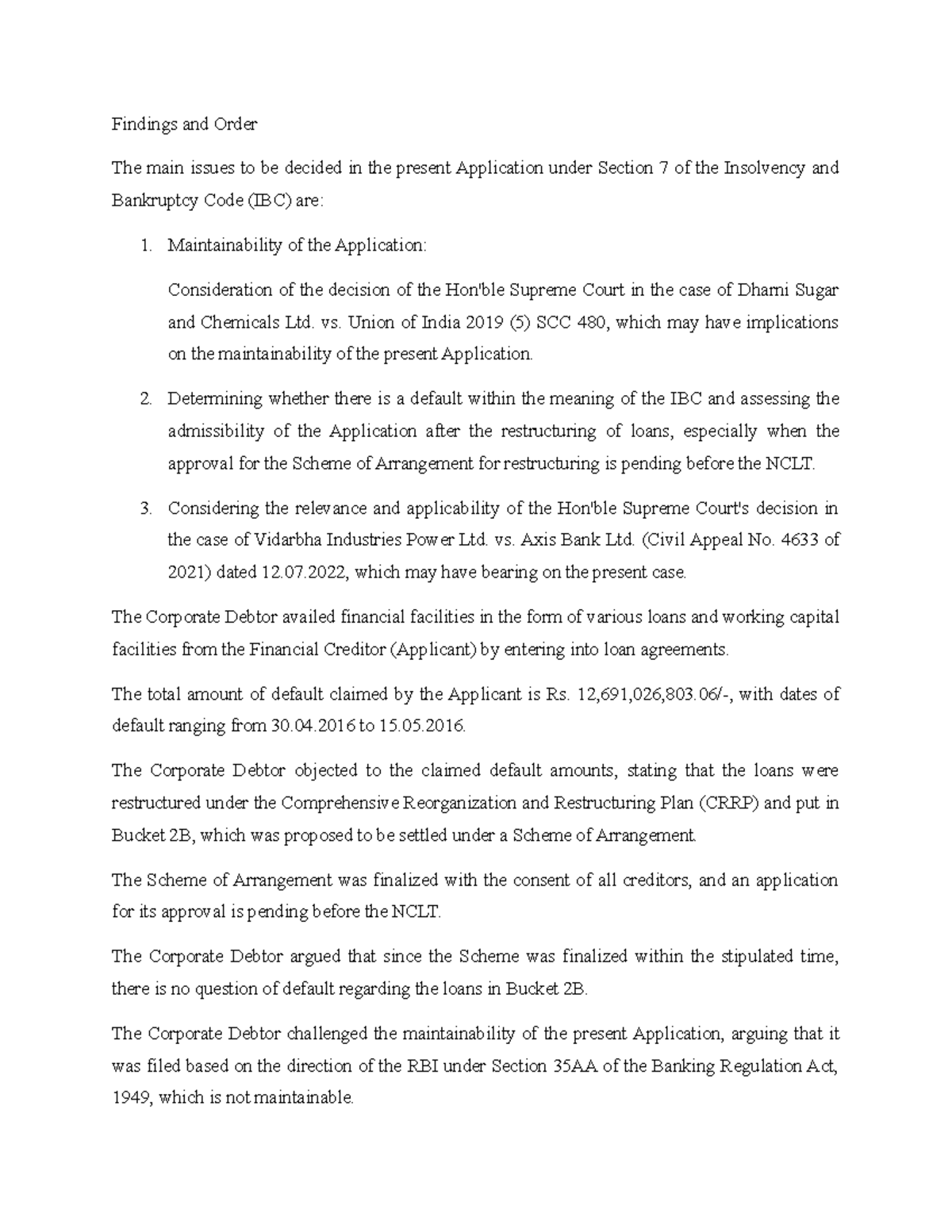 Findings and Order - Summary International environment law - Findings ...