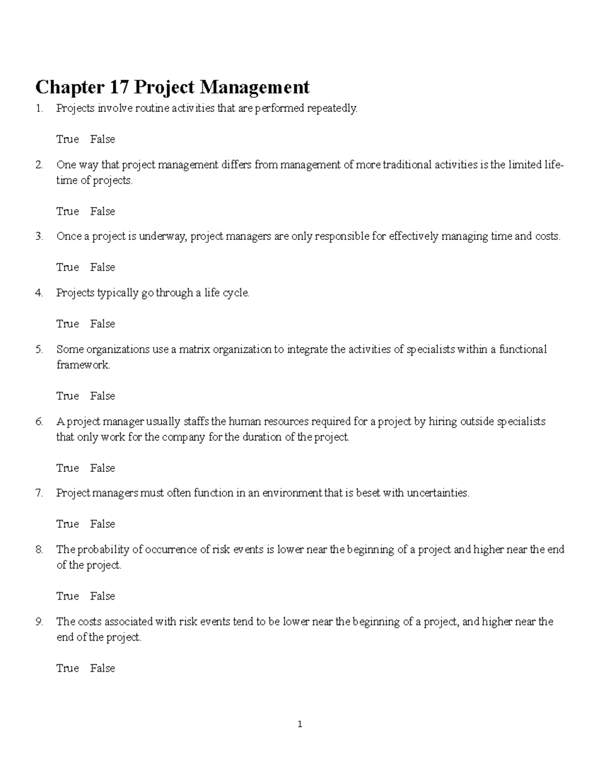 Chapter 17 Project Manageme - Chapter 17 Project Management Projects ...