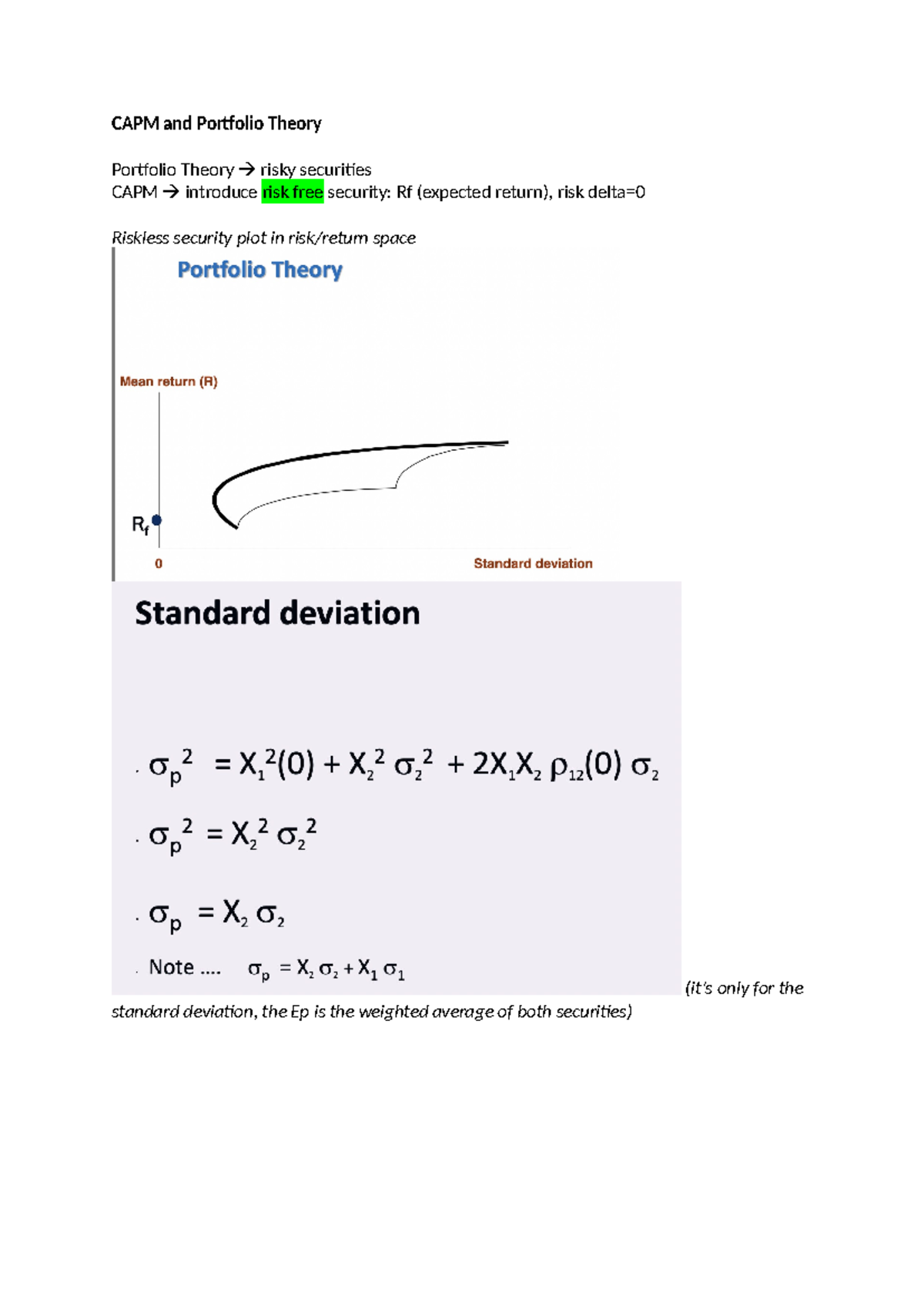 CAPM, CML, SML - C - CAPM and Portfolio Theory Portfolio Theory risky ...