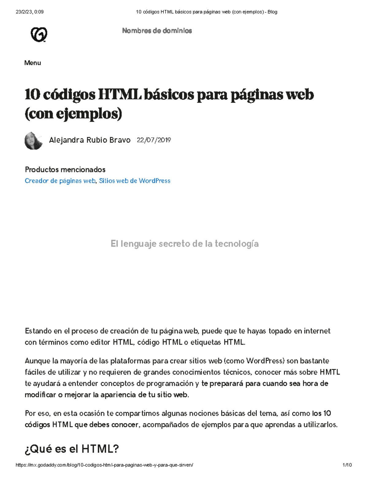 10 códigos HTML básicos para páginas web (con ejemplos) - Blog - 10 ...