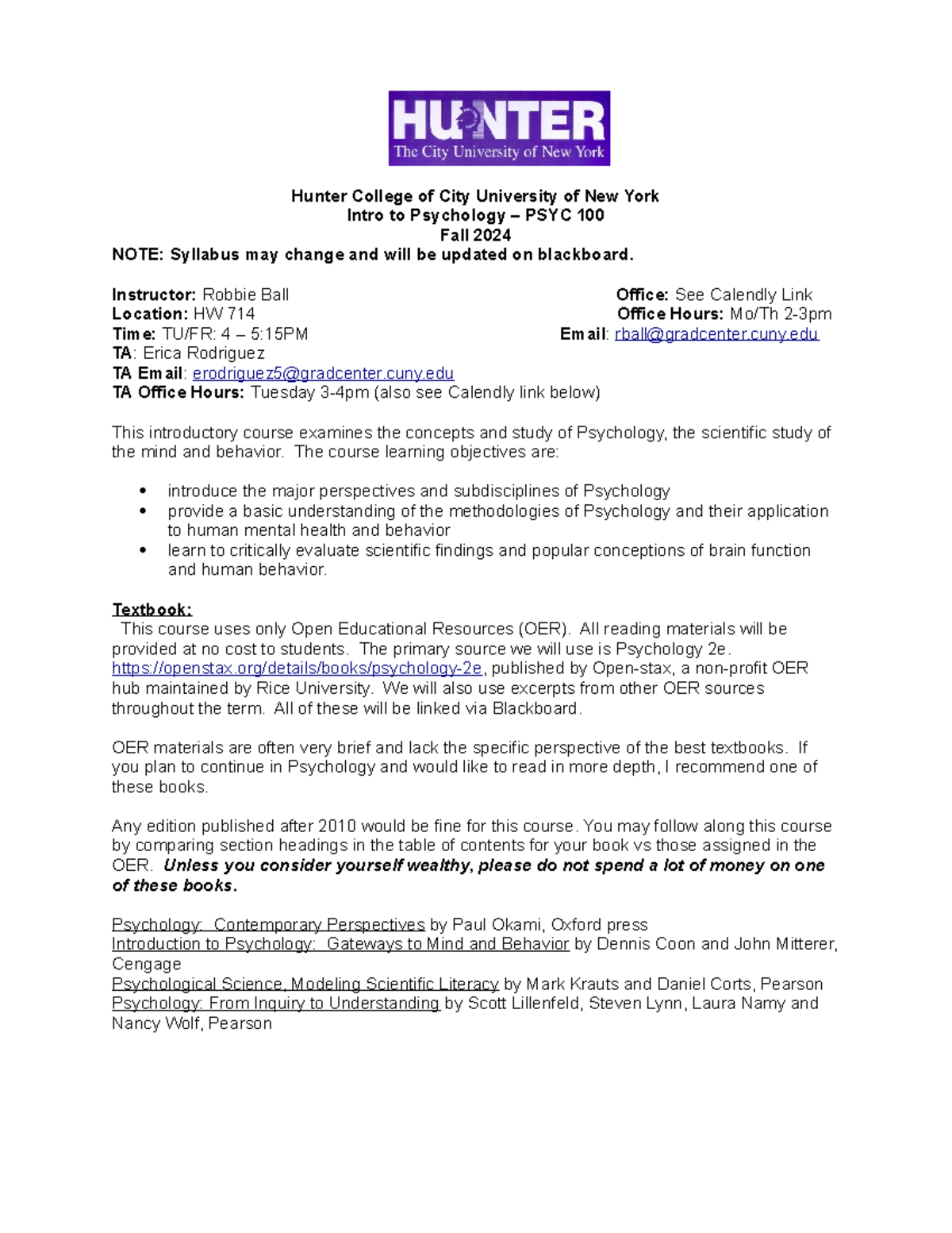 Intro Psych V 6 - ,,l - Hunter College of City University of New York ...