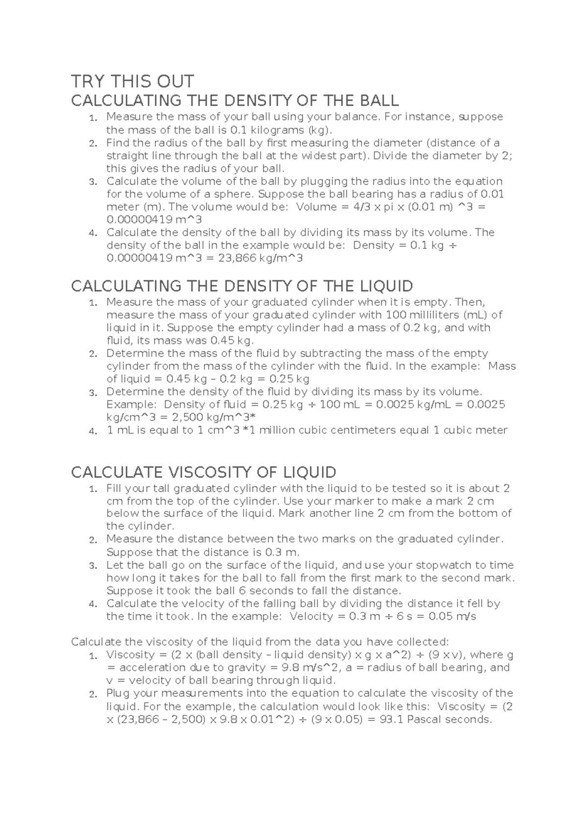 CHEM Draft Method for Practical investigation - TRY THIS OUT ...
