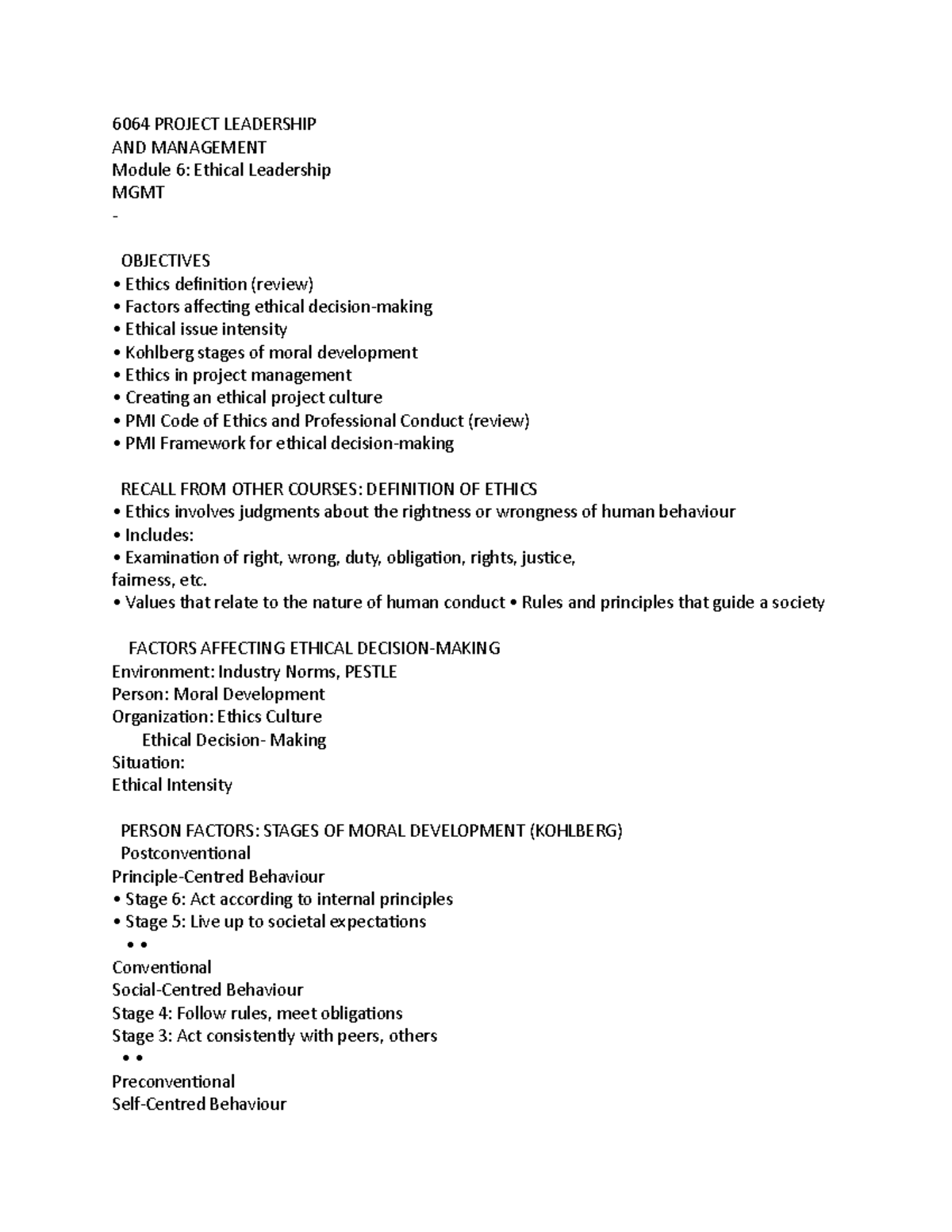M6 - Factors affecting ethical decision-making • Ethical issue ...