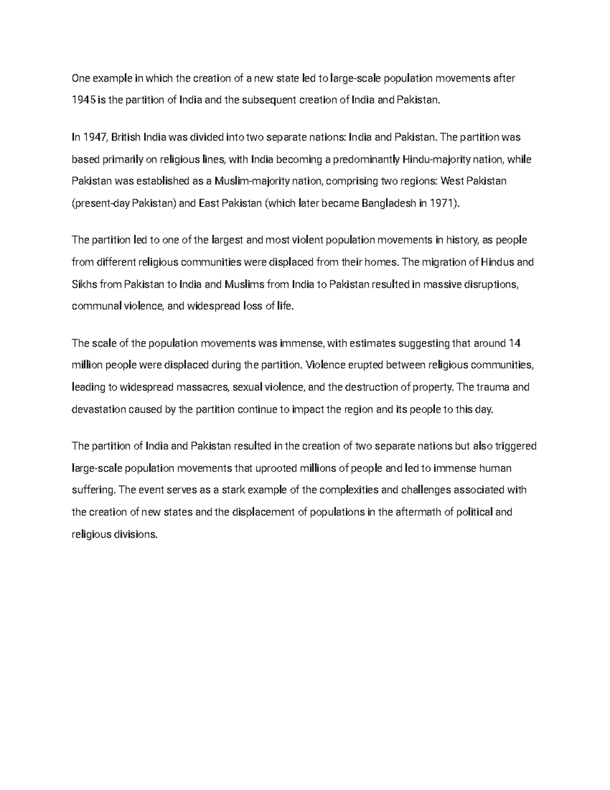 New states and population movements- APWH - One example in which the ...