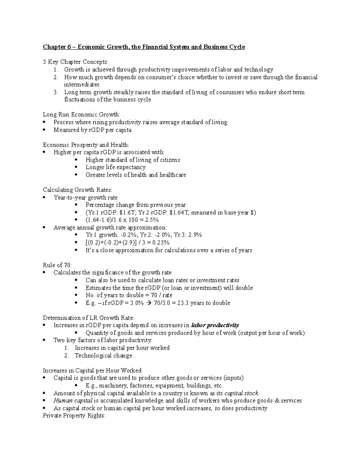 Chapter 6 – Economic Growth - Chapter 6 – Economic Growth, the ...