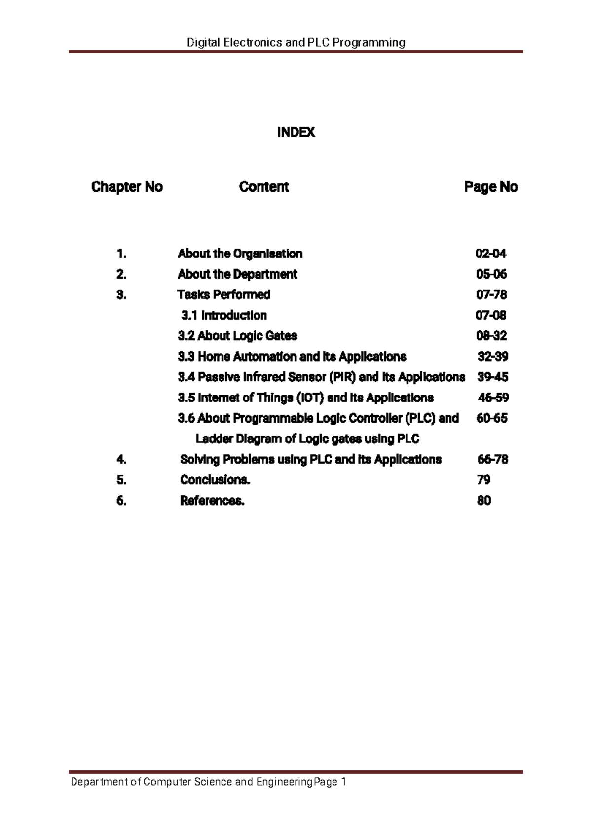 Plc - WYUJHJNJ,NJVV - INDEX About the Organisation 02- Chapter No ...