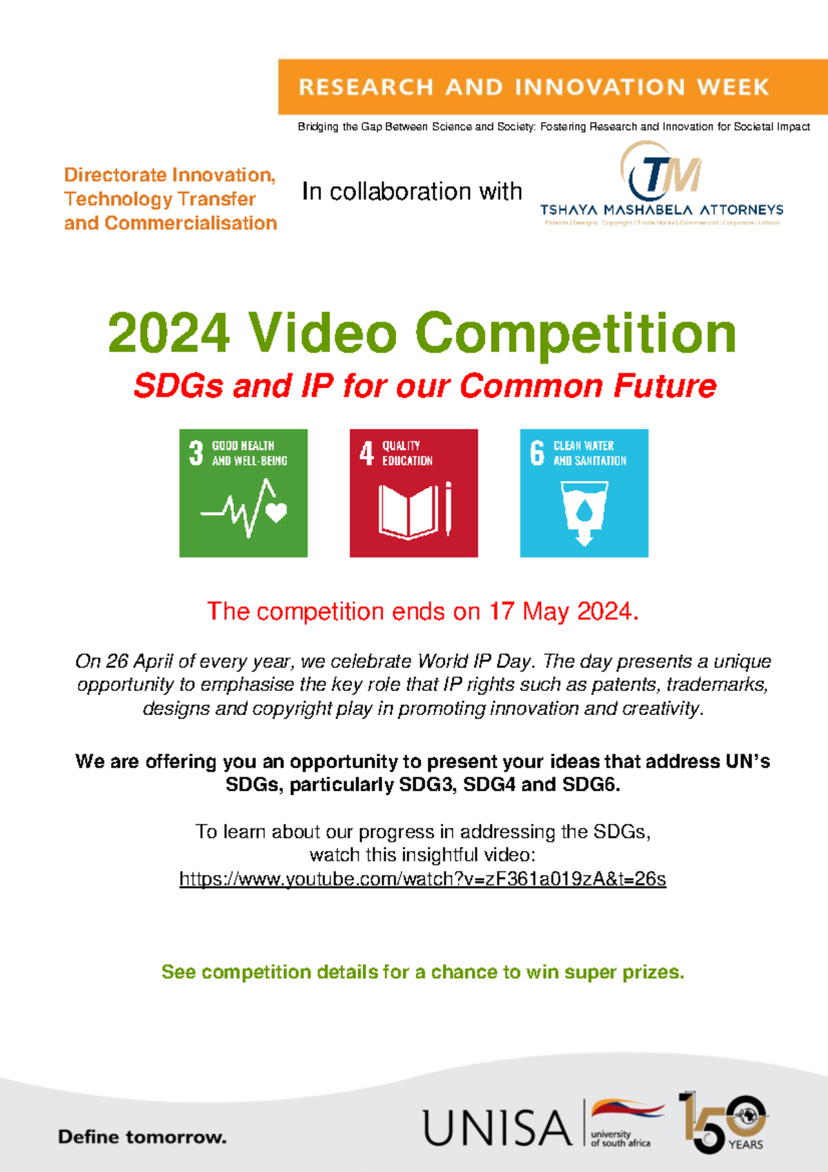 Unisa Research Innovation video competition 2024 - 2024 Video ...
