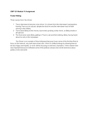 CMF 121 Module 10 Assignment - CMF 121 Module 10 Assignment Foster ...