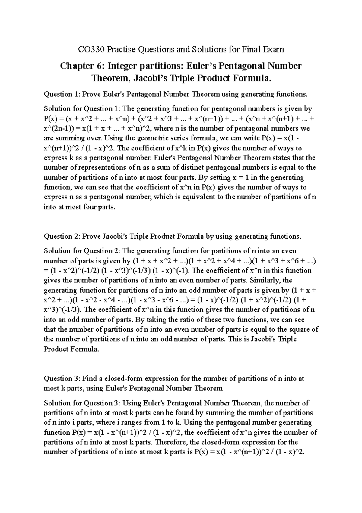 CO330 Practise Questions and Solutions for Final Exam Chapter 6 ...