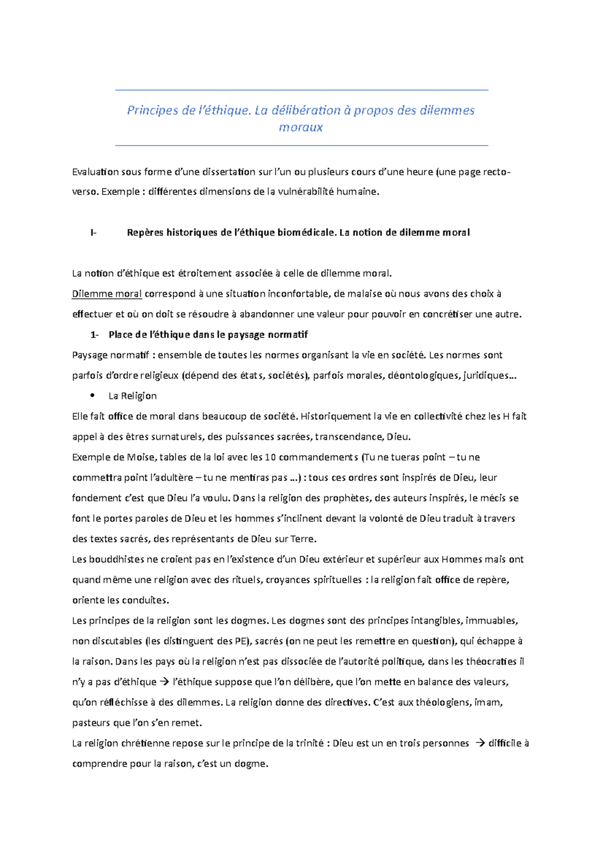 Principes de l’éthique - La délibération à propos des dilemmes moraux ...