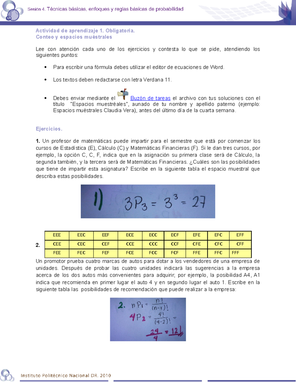 “Espacios muestréales” Frida Galvan - Actividad de aprendizaje 1 ...
