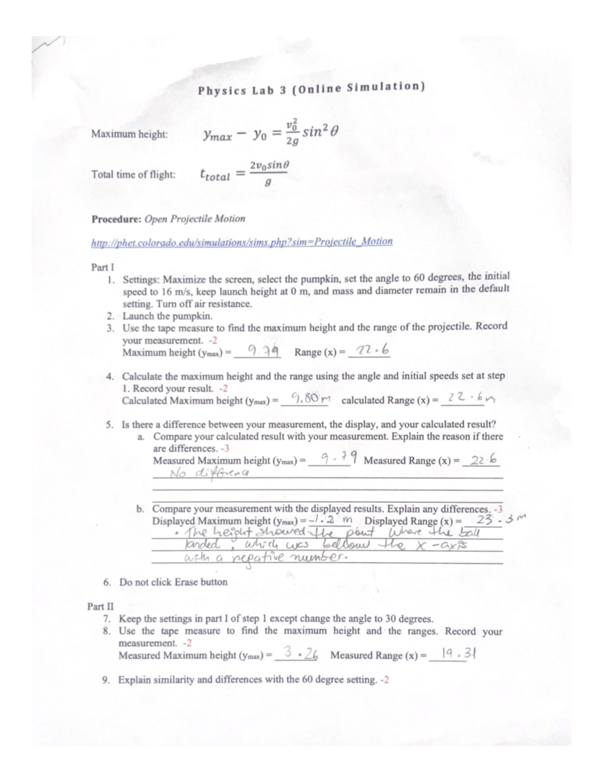 LAB 3 Physics 1441 - PHYS 1441 - Studocu