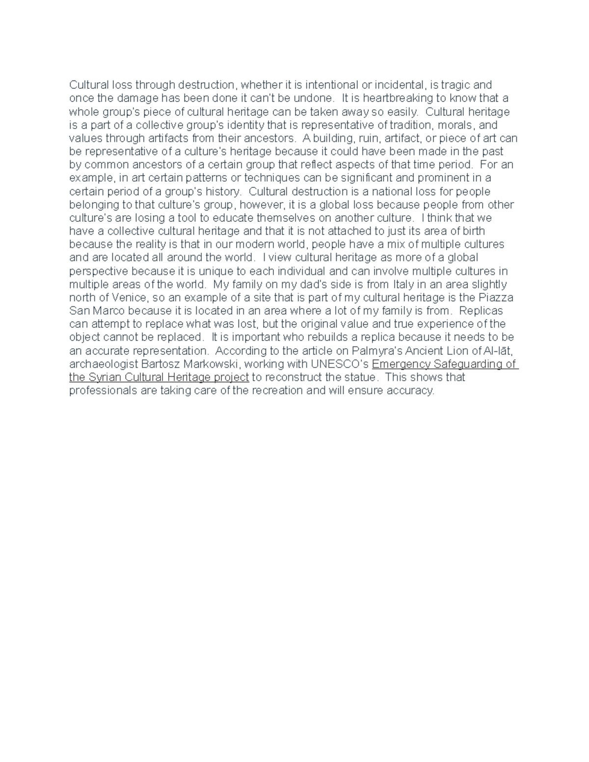 ART 100 cultural destruction discussion - Cultural loss through ...