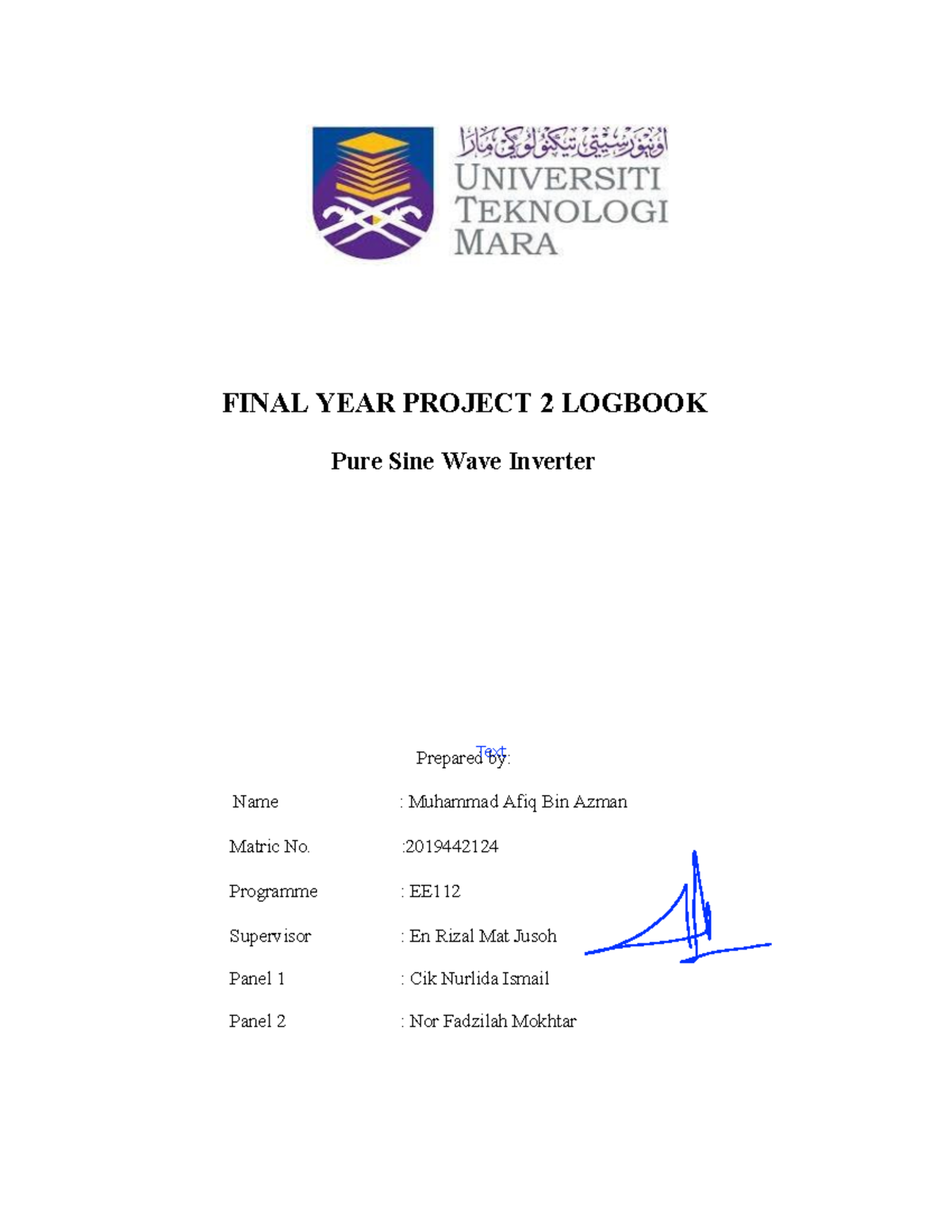G19 Muhammad AFIQ BIN Azman Logbook-converted - FINAL YEAR PROJECT 2 ...