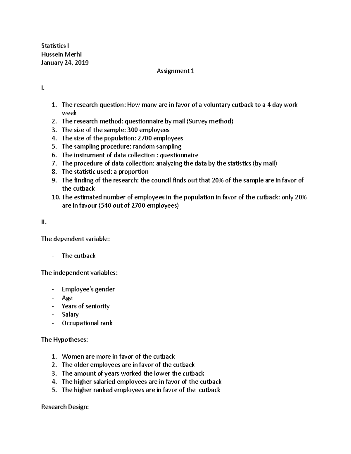 Stats Assignment 1 - STAT 250 - Concordia - Studocu