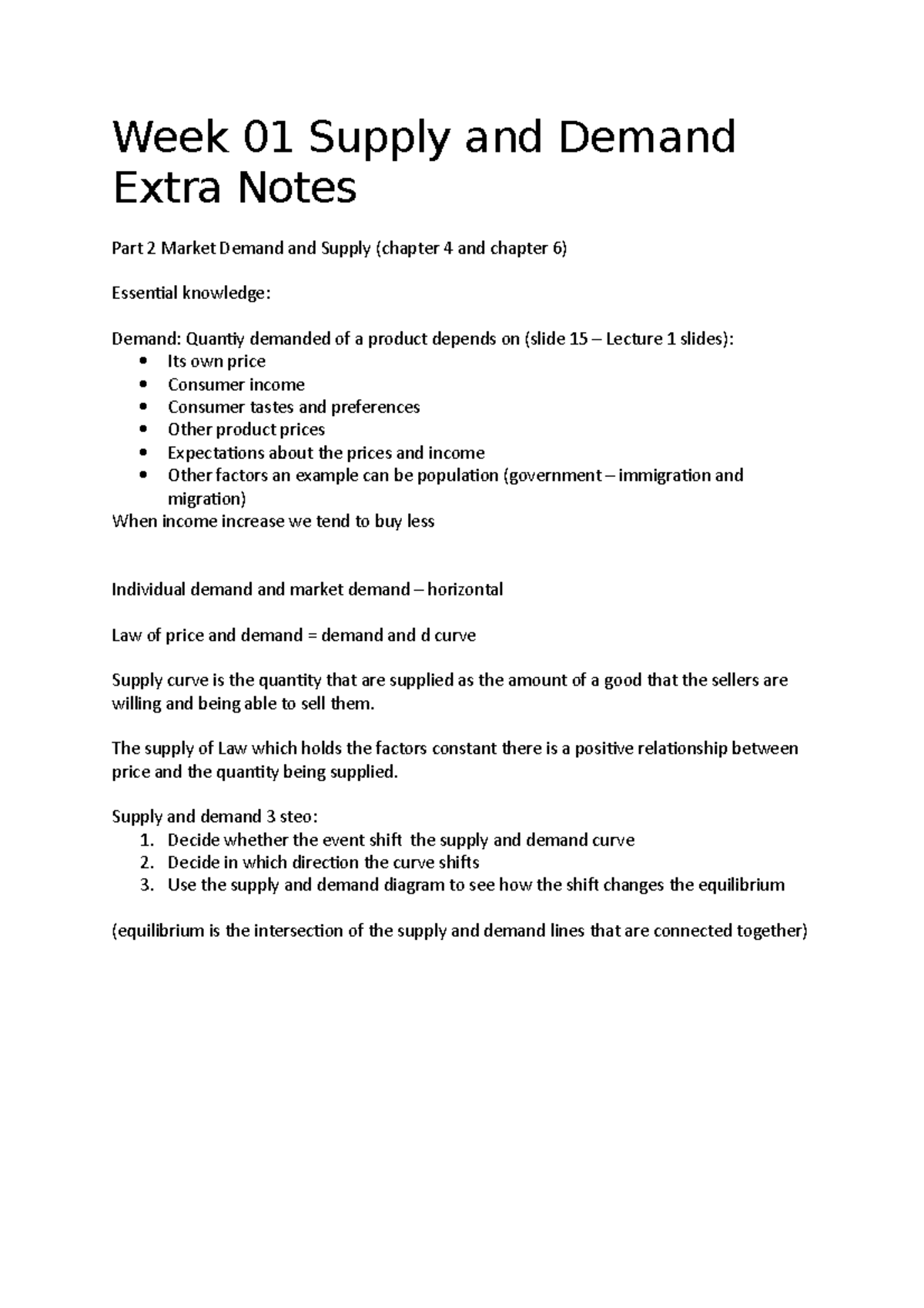 ECO80001 Week 01 Supply and Demand Extra Notes - Week 01 Supply and ...