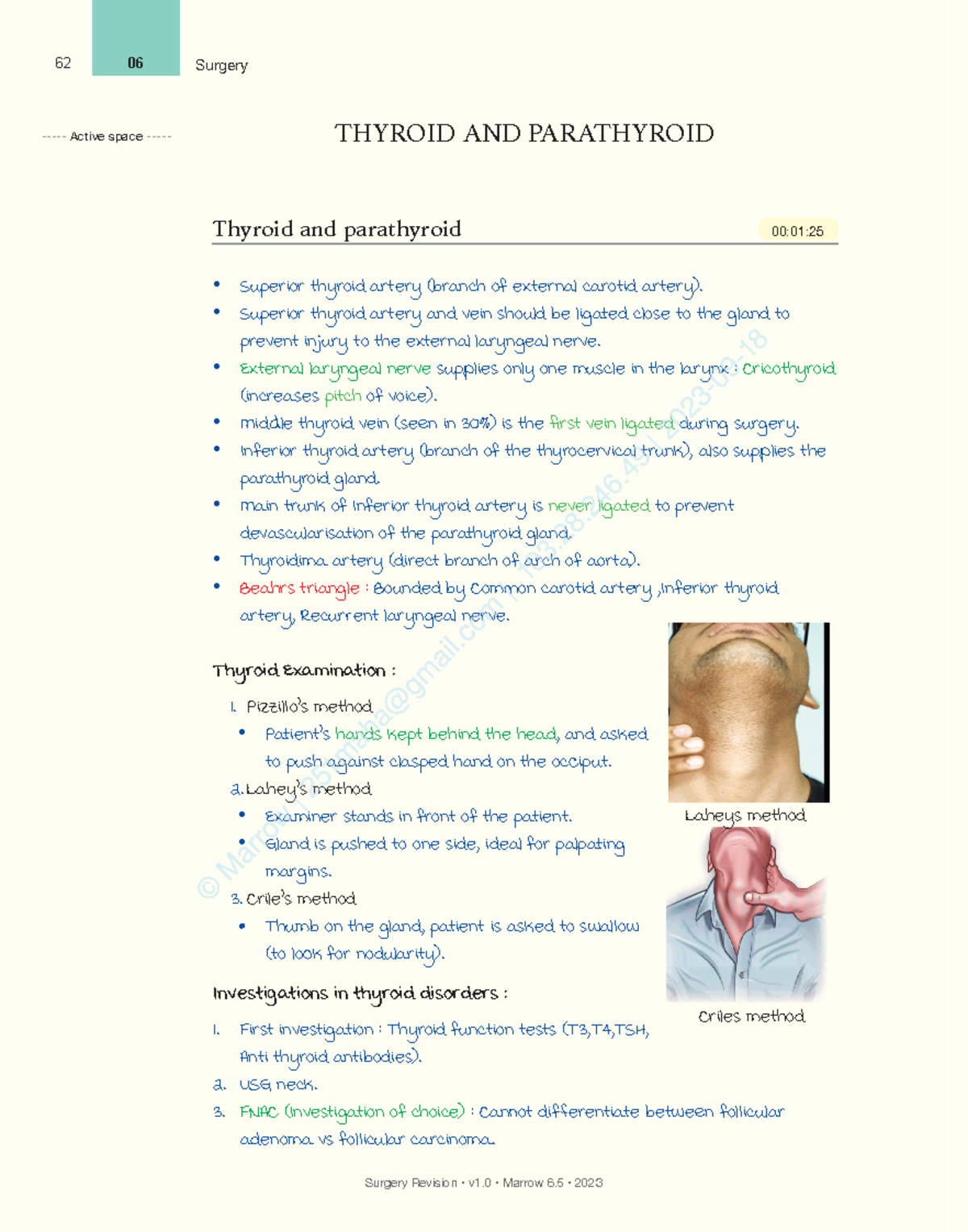 Surgery Revision E6 - Mbbs - 6206 Surgery - Active space - THYROID AND PARATHYROID Thyroid and ...
