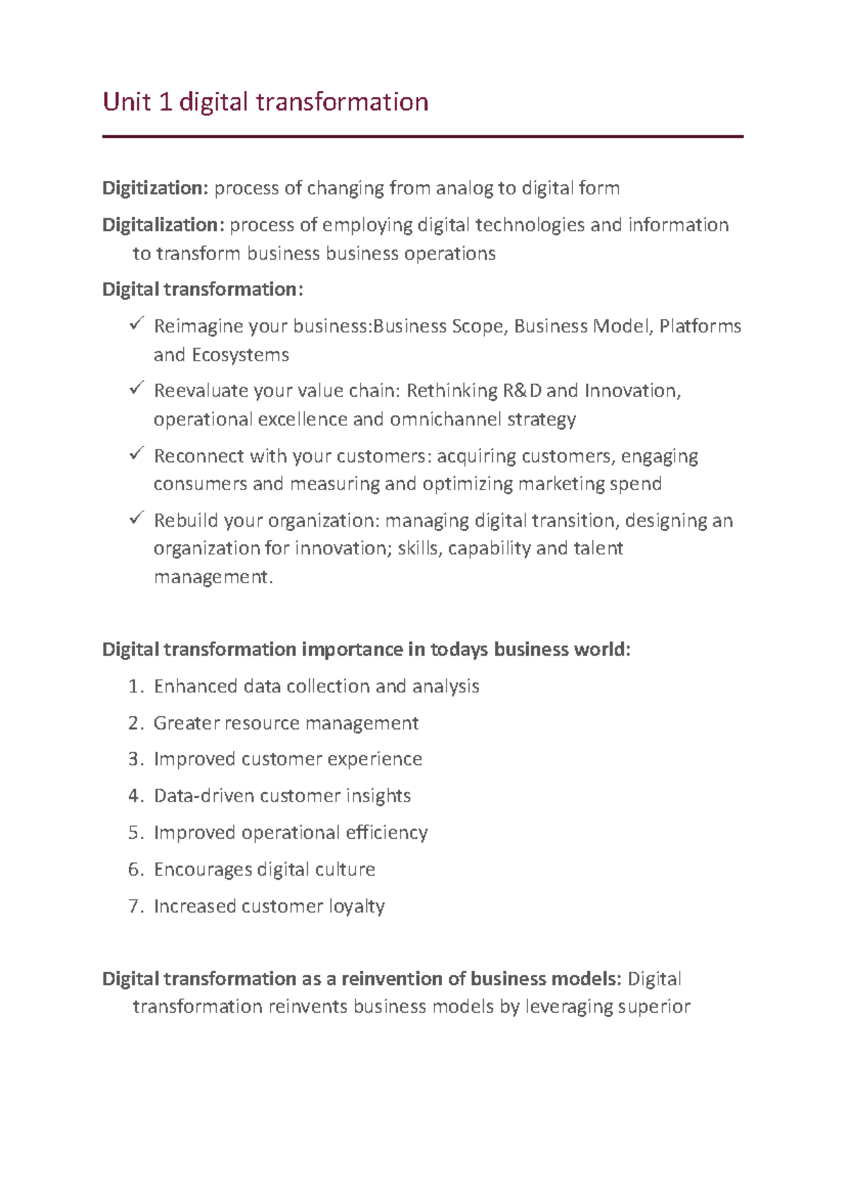 Resumenes digital transformation - Unit 1 digital transformation ...