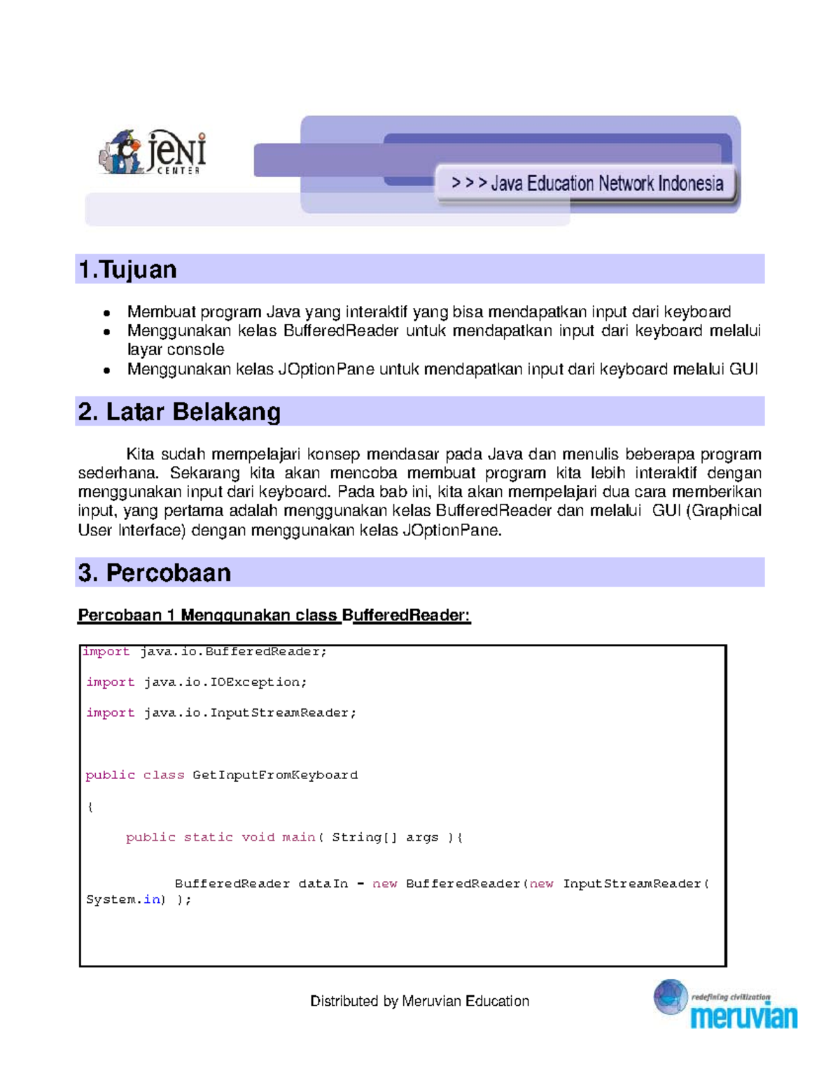 La5 inputfromkey - 1 Membuat program Java yang interaktif yang bisa ...