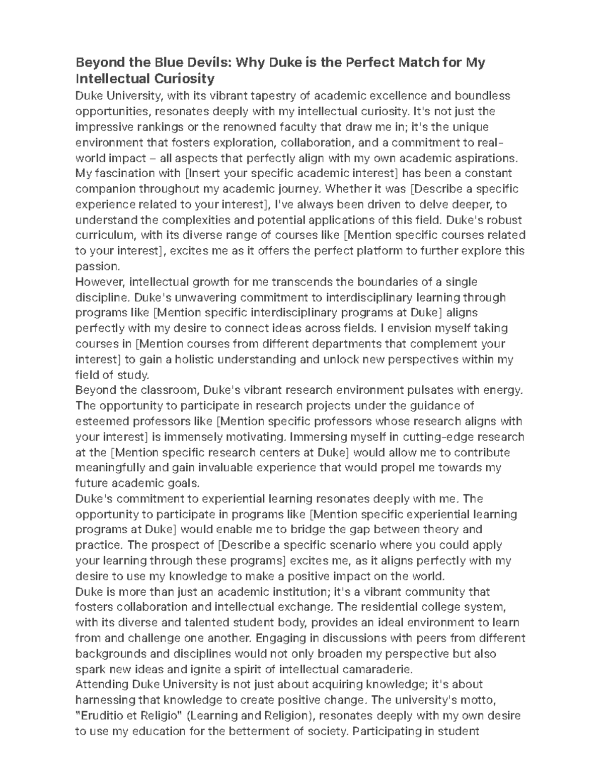 Beyond the Blue Devils: Why Duke is the Perfect Match for My ...