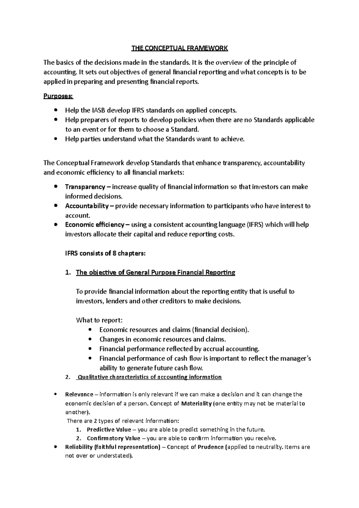 THE Conceptual Framework own summary - THE CONCEPTUAL FRAMEWORK The ...