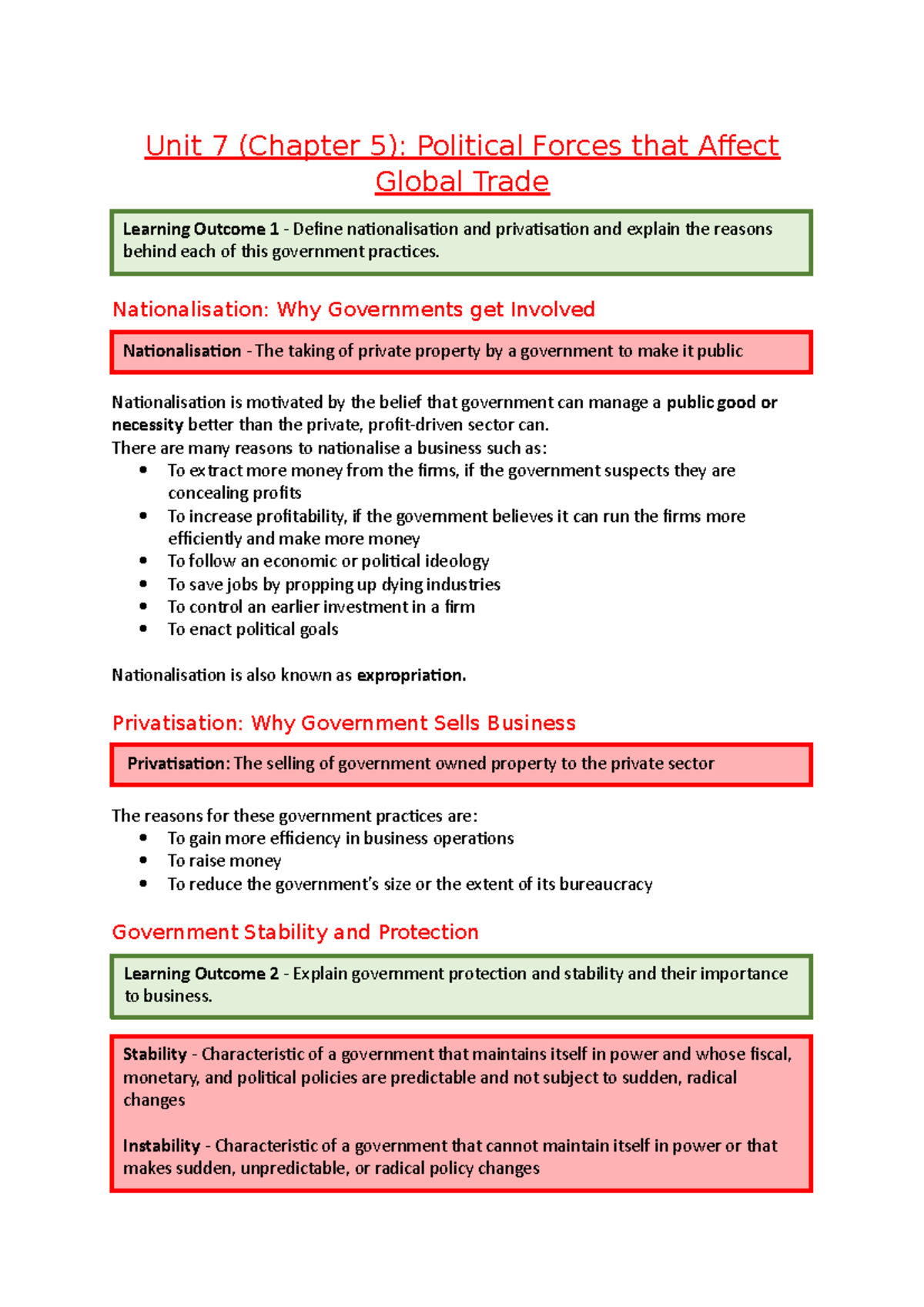 Unit 7 (Chapter 5) - Political forces that affect global trade - Unit 7 ...