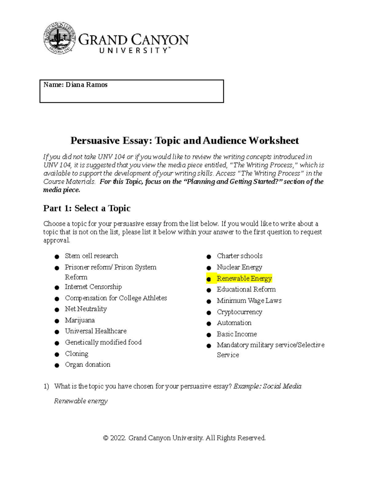T1 Topicand Audience Worksheet PHI105 Persuasive Essay Planning 9 5 22 ...