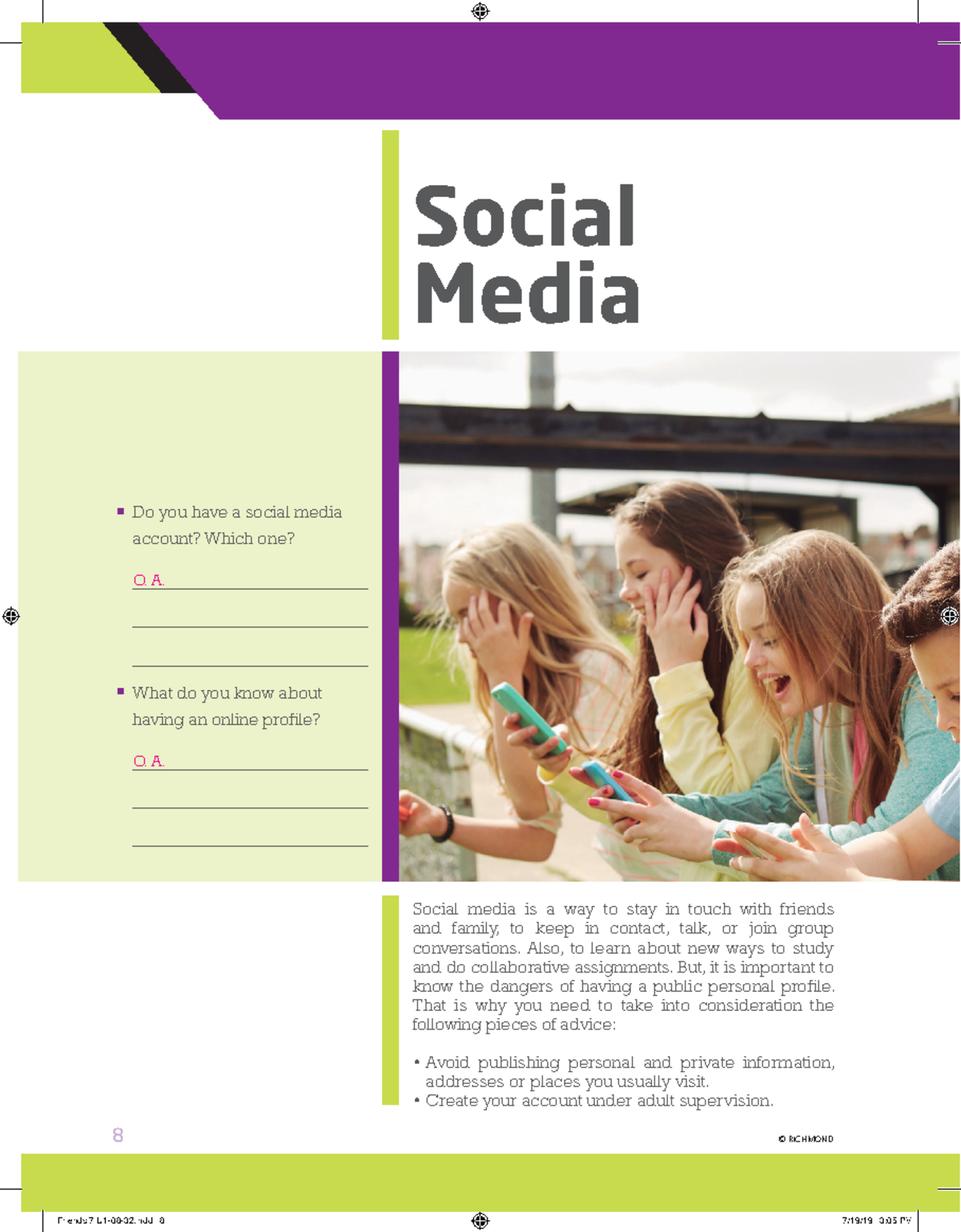 1 Unidad - ####### 8 © RICHMOND Social Media Social media is a way to ...