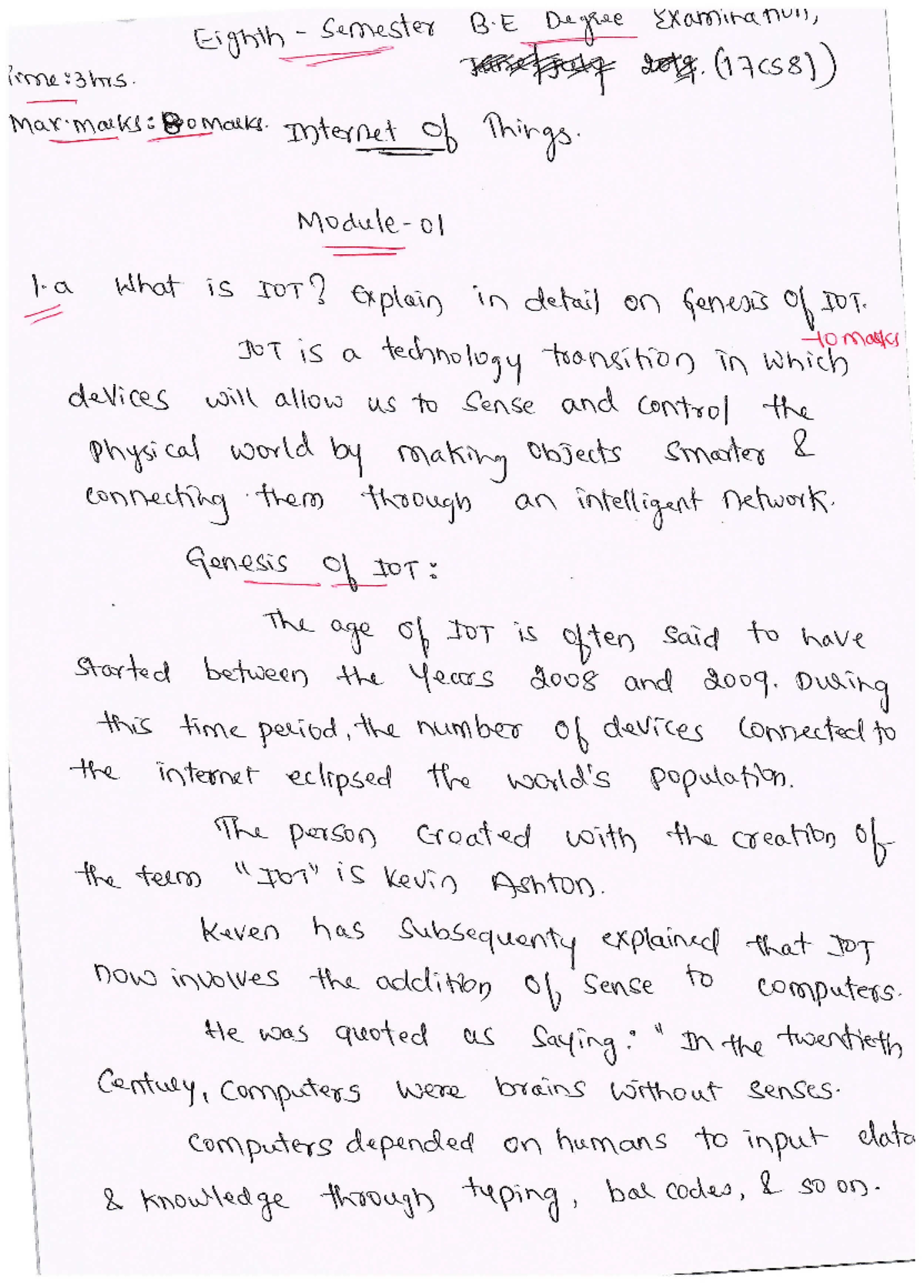 8th-Sem-17CS81 IOT-SET1 - Computer science and engineering - Studocu