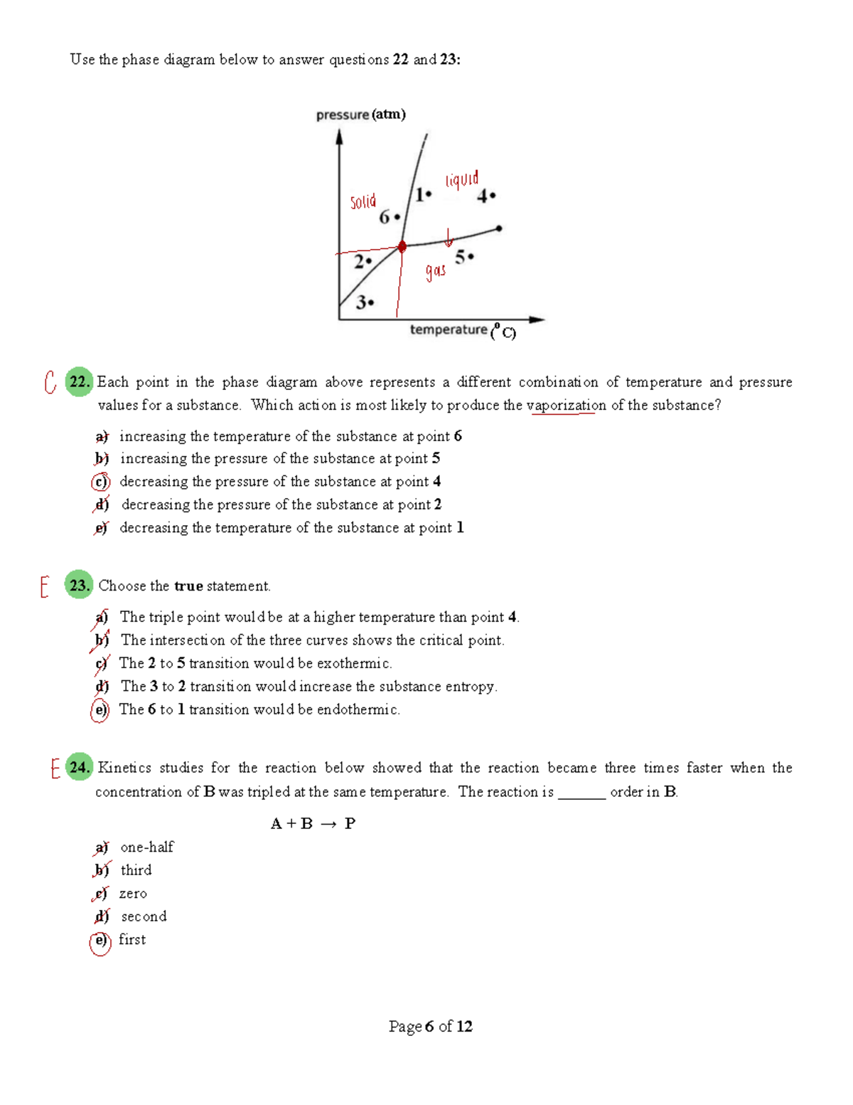 CHEM 102 Final Exam - Page 6 of 12 Use the phase diagram below to ...
