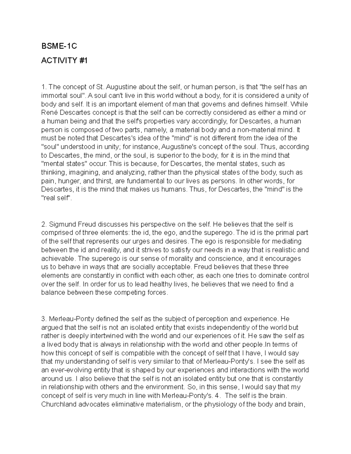 Activity #1 - Assignment ko ito date - BSME-1C ACTIVITY 1. The concept ...