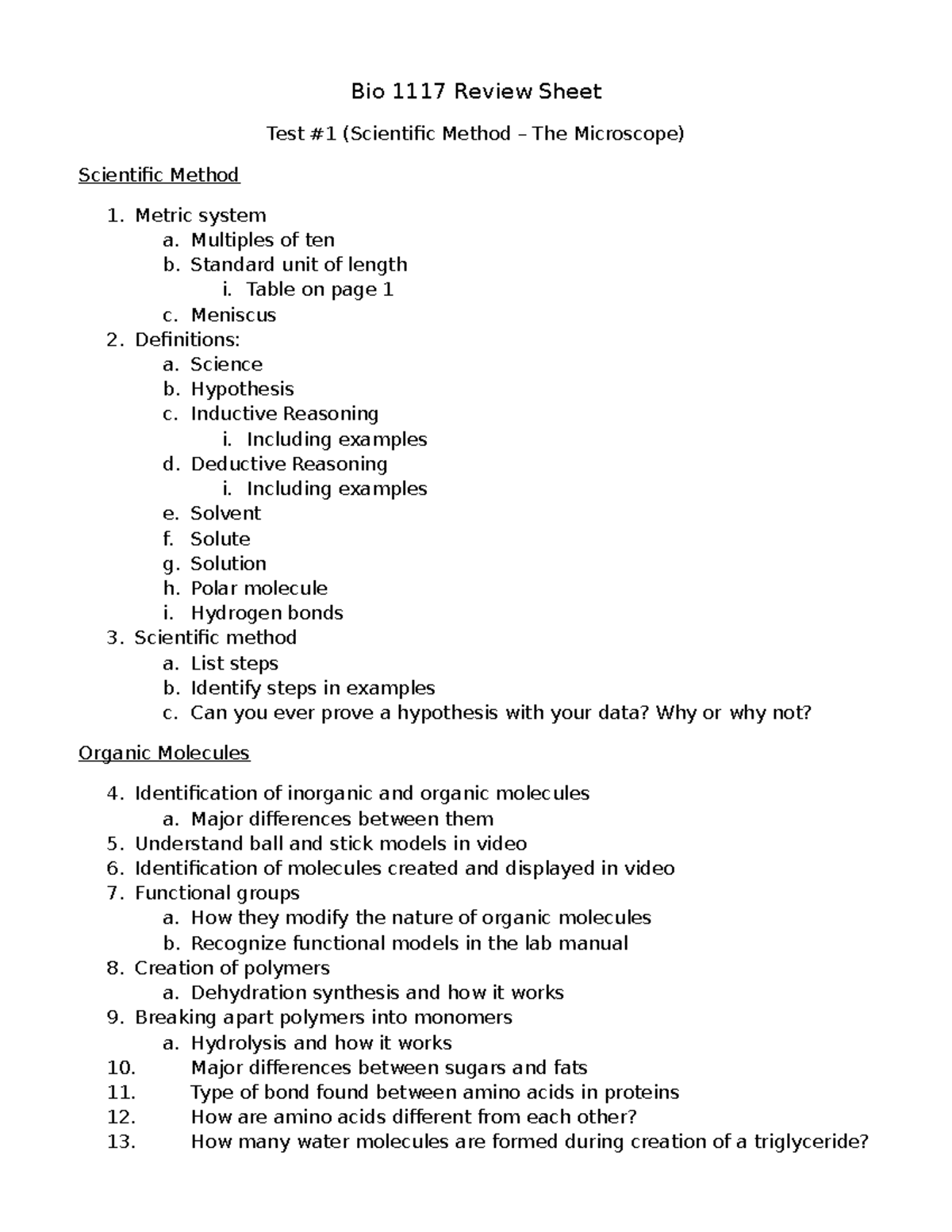 Bio 1117 Review Sheet Lab Exam 1 Remote Learning SP2021 - Bio 1117 ...
