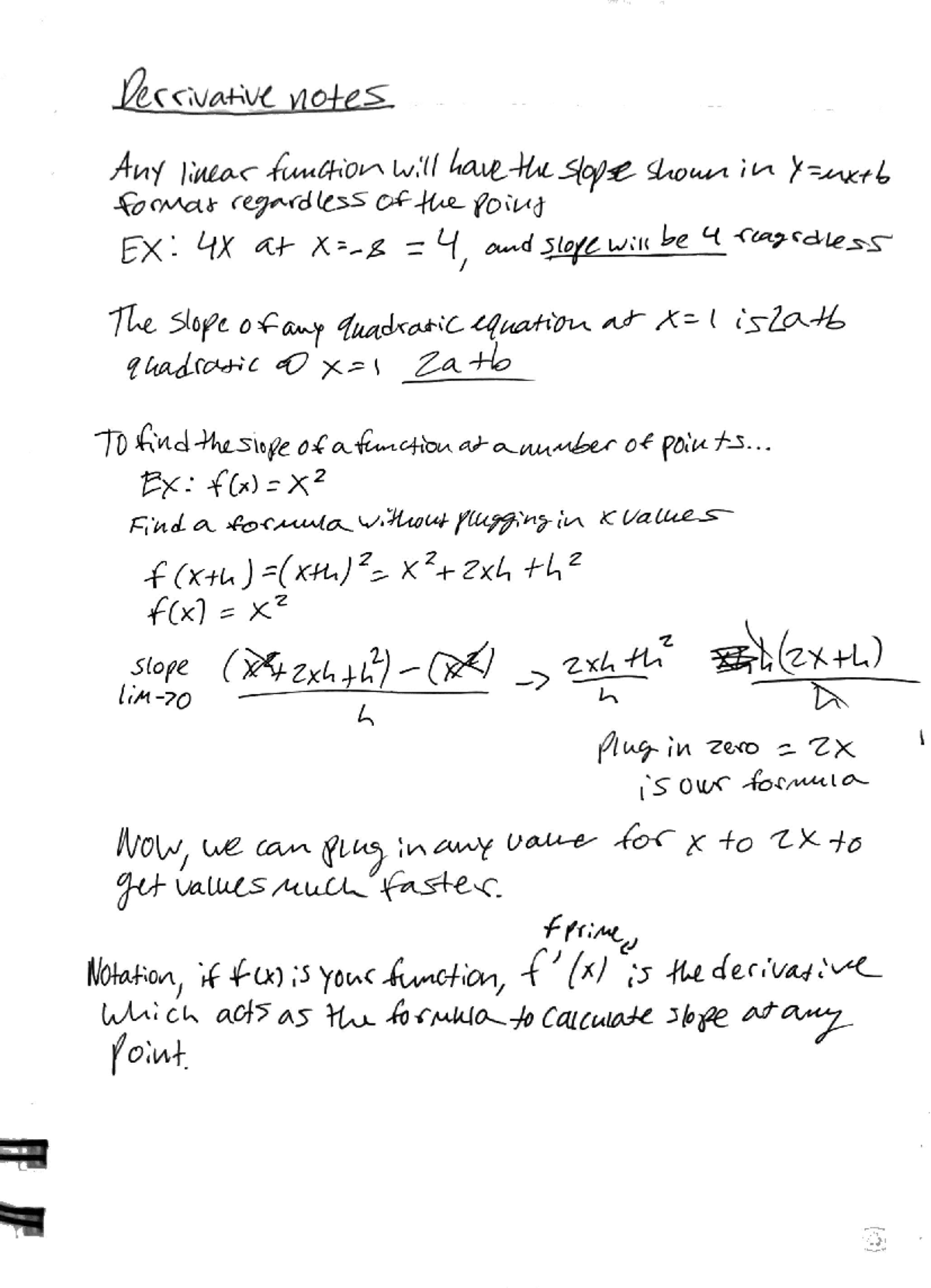 Derivative notes - fprime, Notation, if (cx) is your function, is the ...