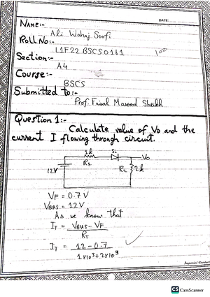 BE FALL 2022 Assignmnet 04 - Basic Electronics - FALL 2022 Assignment 04 Attempt all questions ...