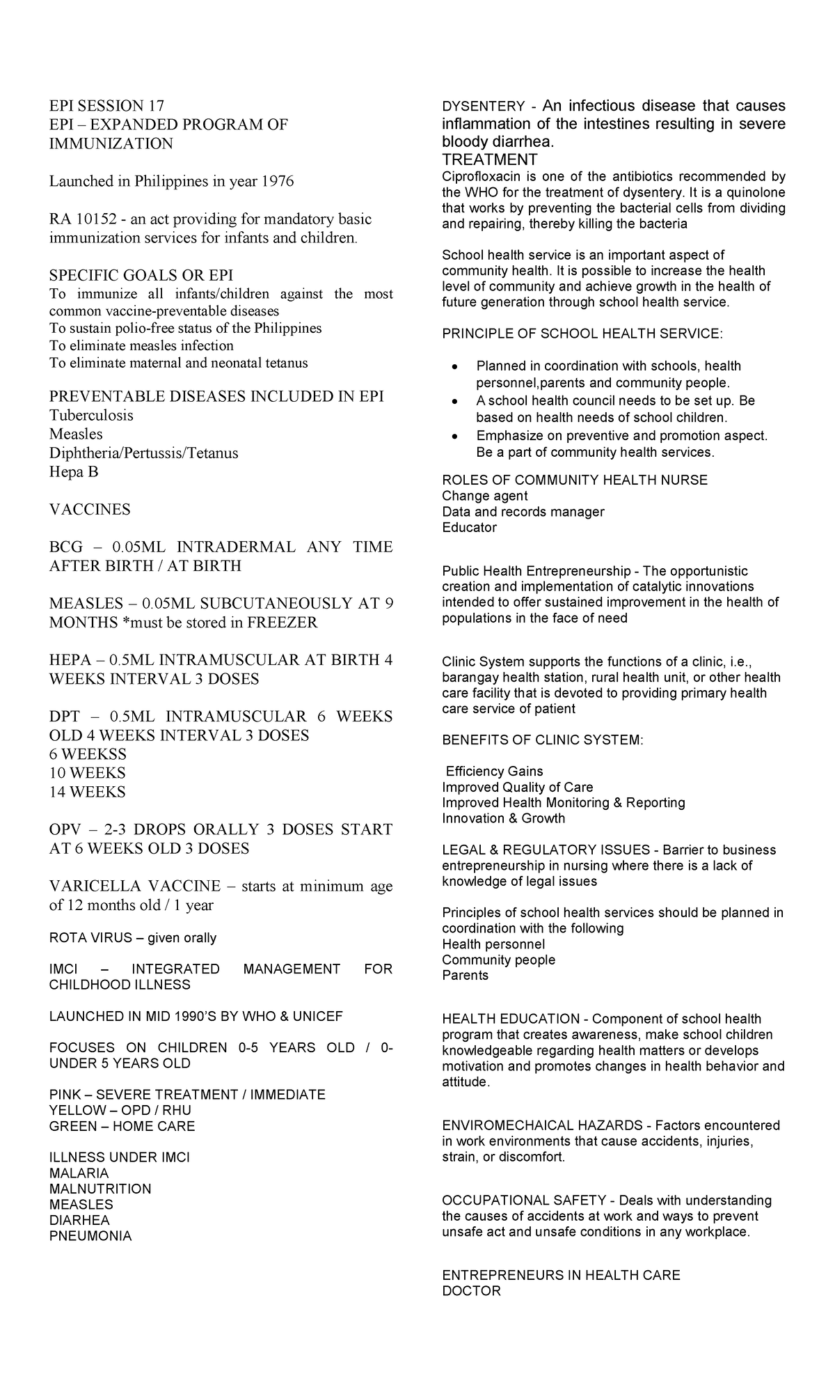 TERM 3 CHN LEC Reviewer - Chn - EPI SESSION 17 EPI – EXPANDED PROGRAM OF IMMUNIZATION Launched ...