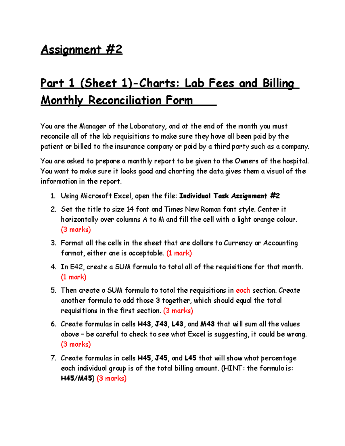 Task Assignment 2 - Instructions - Assignment Part 1 (Sheet 1)-Charts ...