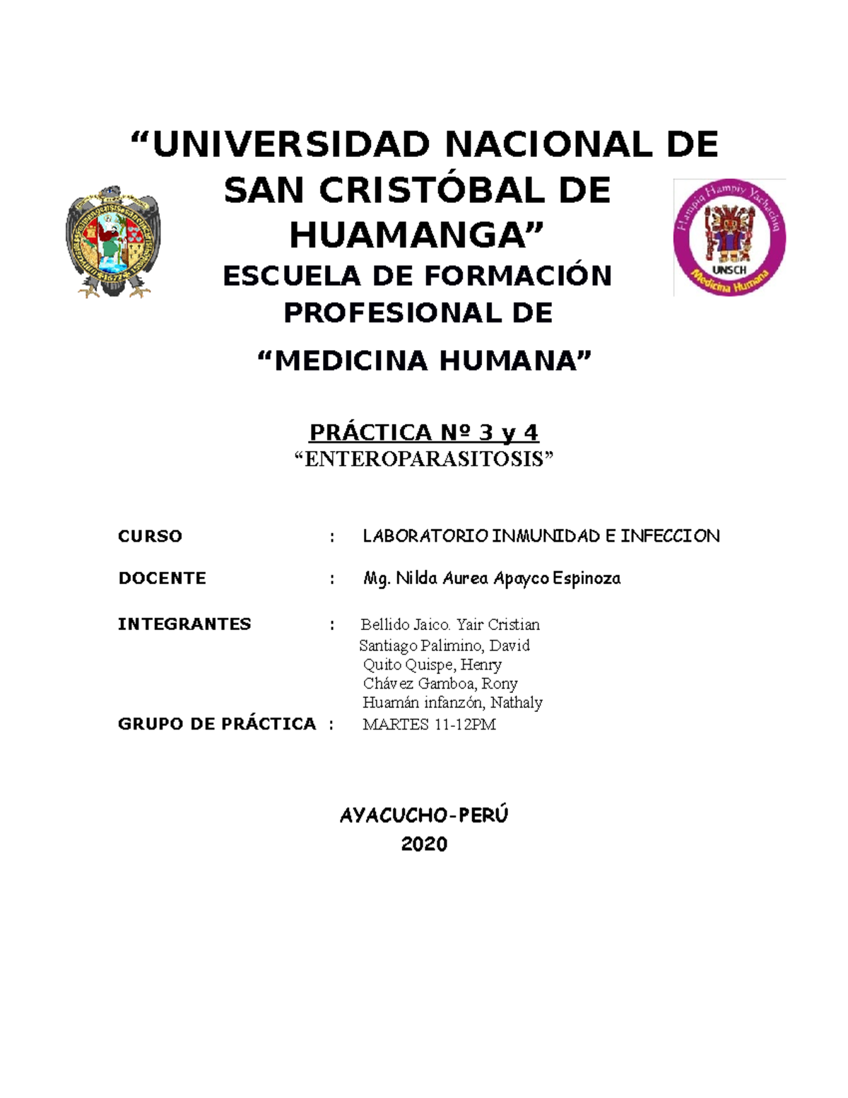 Practica 3 y 4 Enteroparasitosis grupo 1 - Warning: TT: more functions defined than expected ...