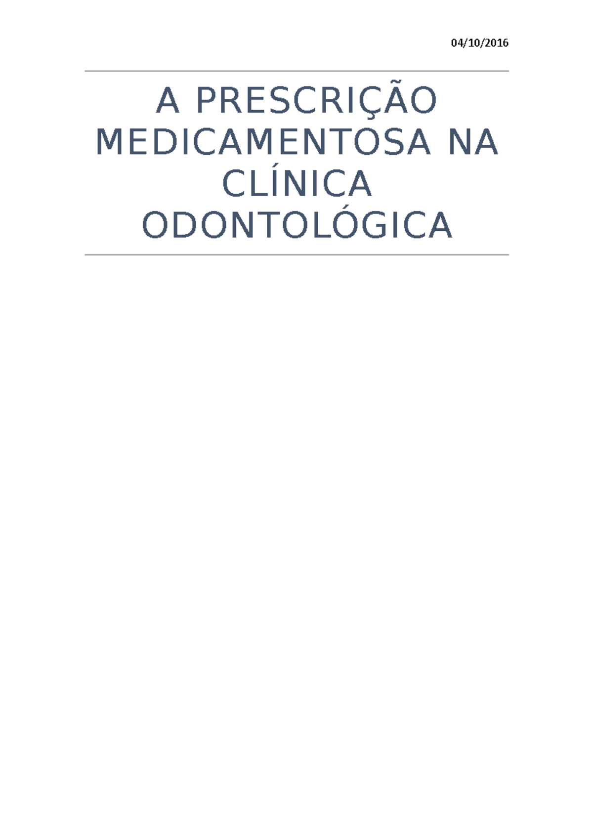 AULA 3 - A prescrição medicamentosa na clínica odontológica - 04/10 ...
