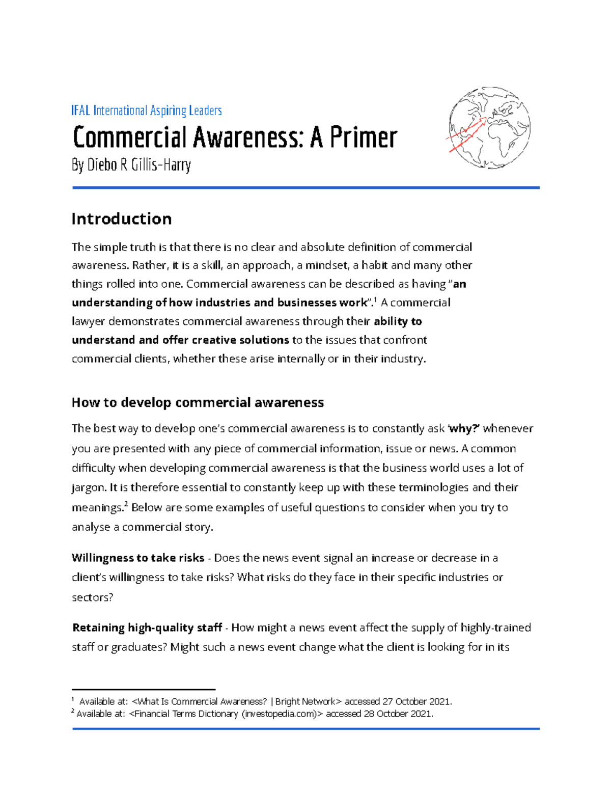 Commercial Awareness - practical notes - IFAL International Aspiring ...