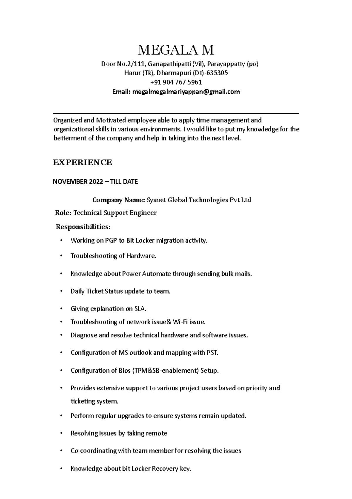 Megala - MEGALA M Door No/111, Ganapathipatti (Vil), Parayappatty (po ...