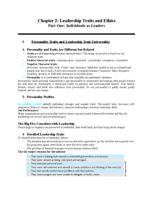 Chapter 1 summary - Leadership: Theory Application and Skill ...