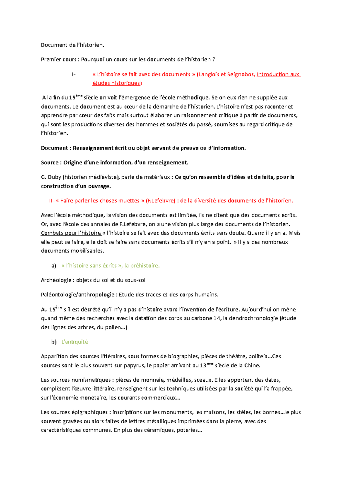Document de l'historien - Premier cours : Pourquoi un cours sur les ...