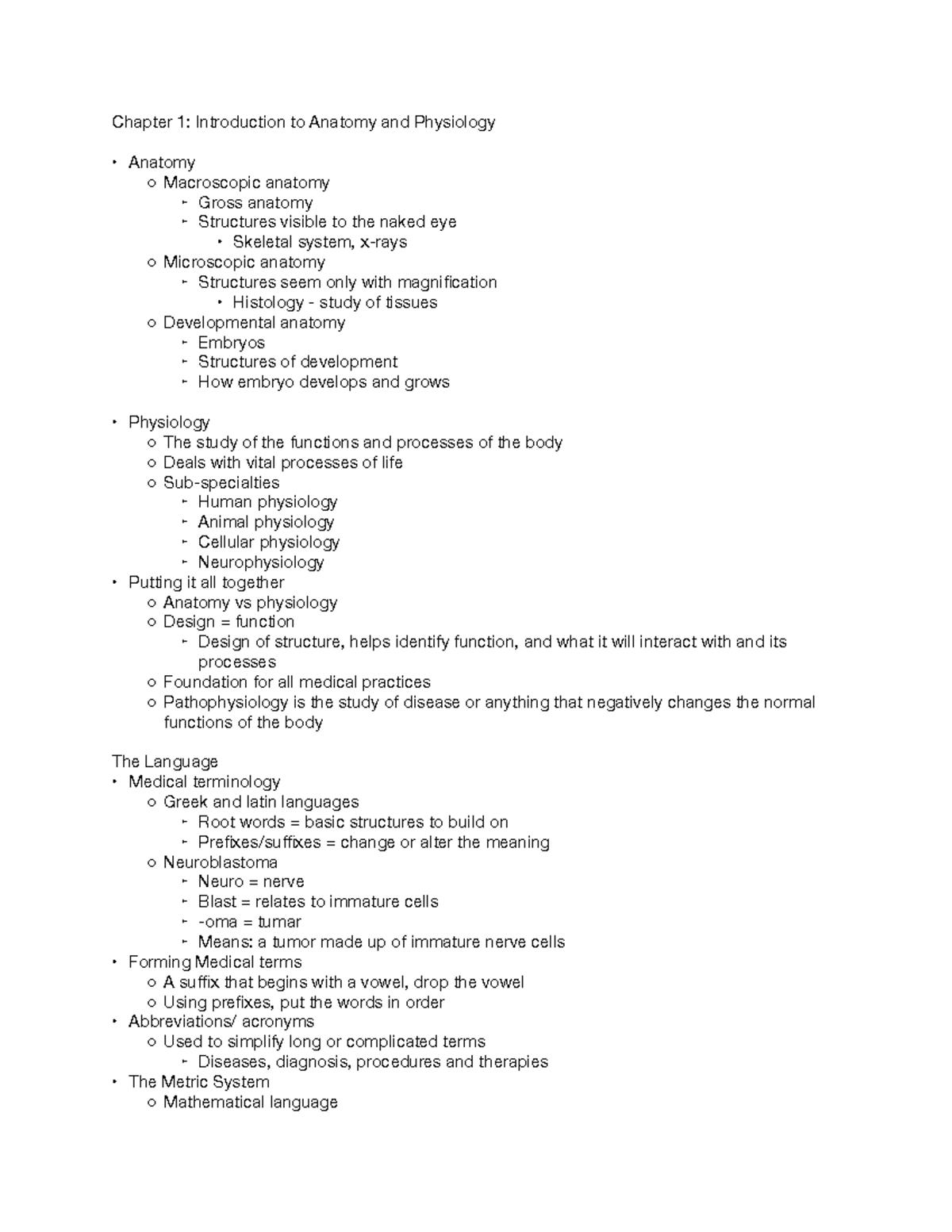 Chapter 1: Introduction to Anatomy and Physiology - Chapter 1 ...