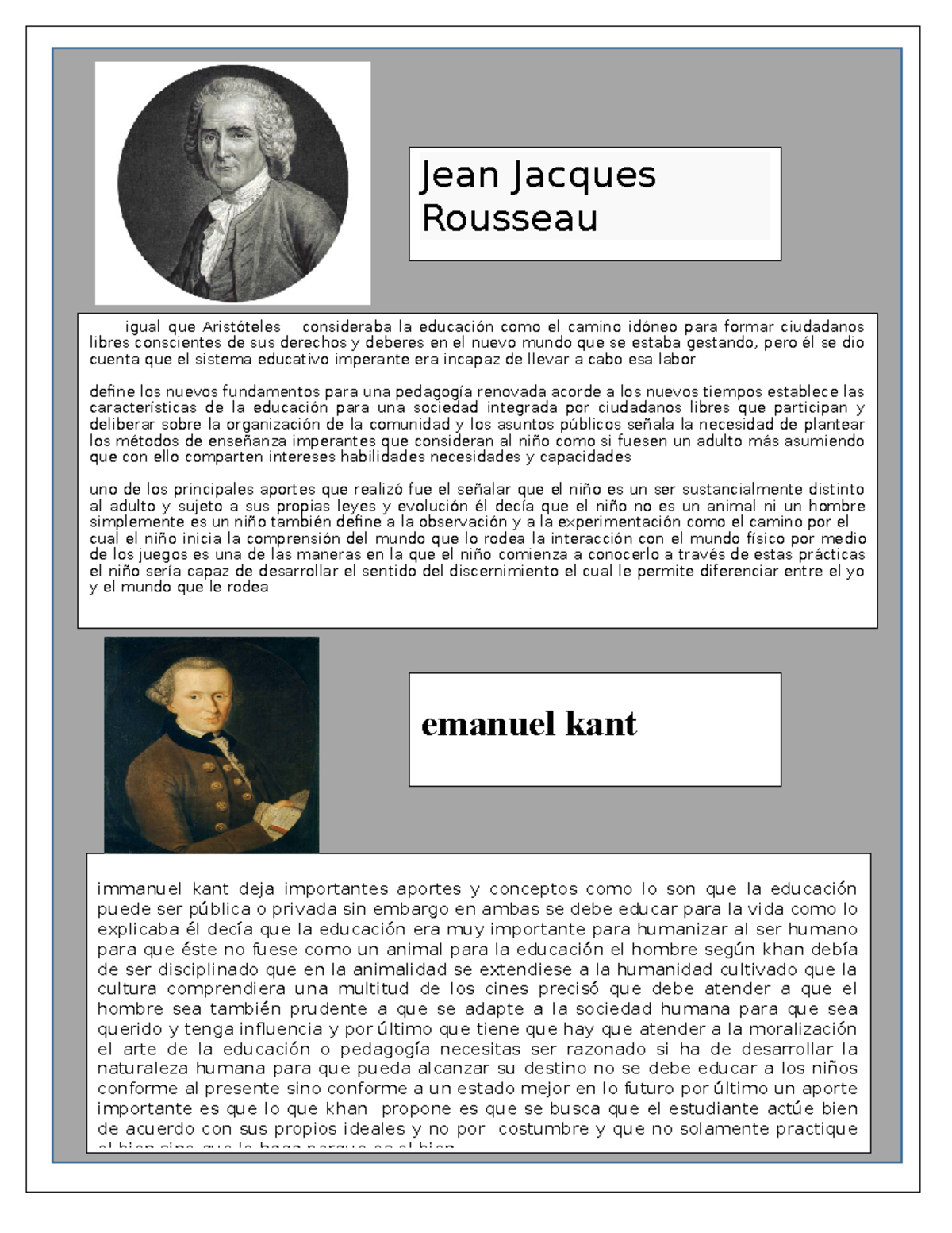 Ficha descriptiva emanuel khan - Jean Jacques Rousseau immanuel kant ...